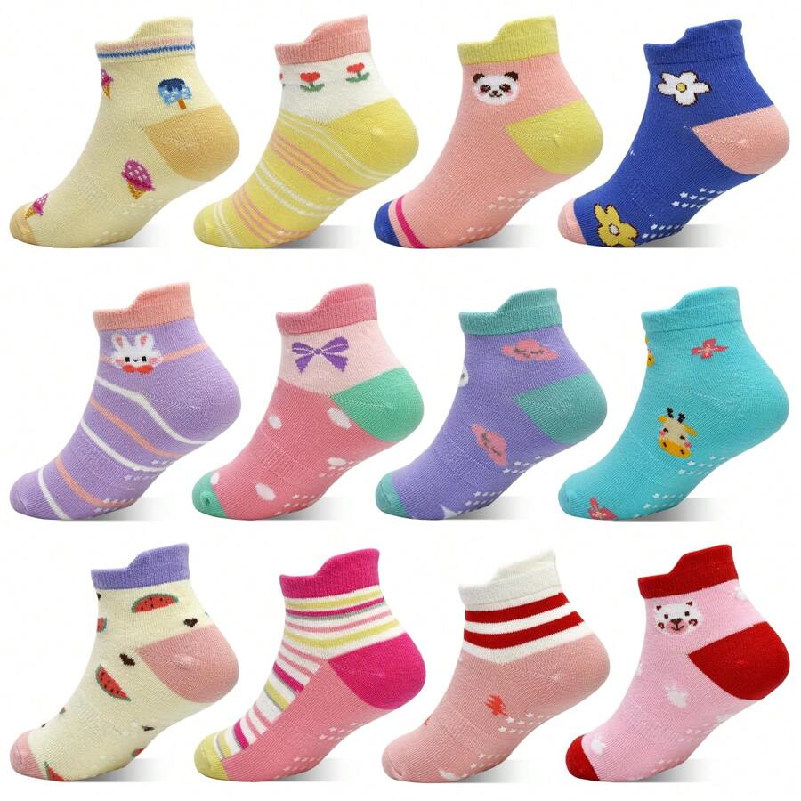 ELUTONG Toddler Boy Girl Socks, Non-Slip Cartoon Animal Ankle Baby Socks For Kids 1-7T Sticky ...