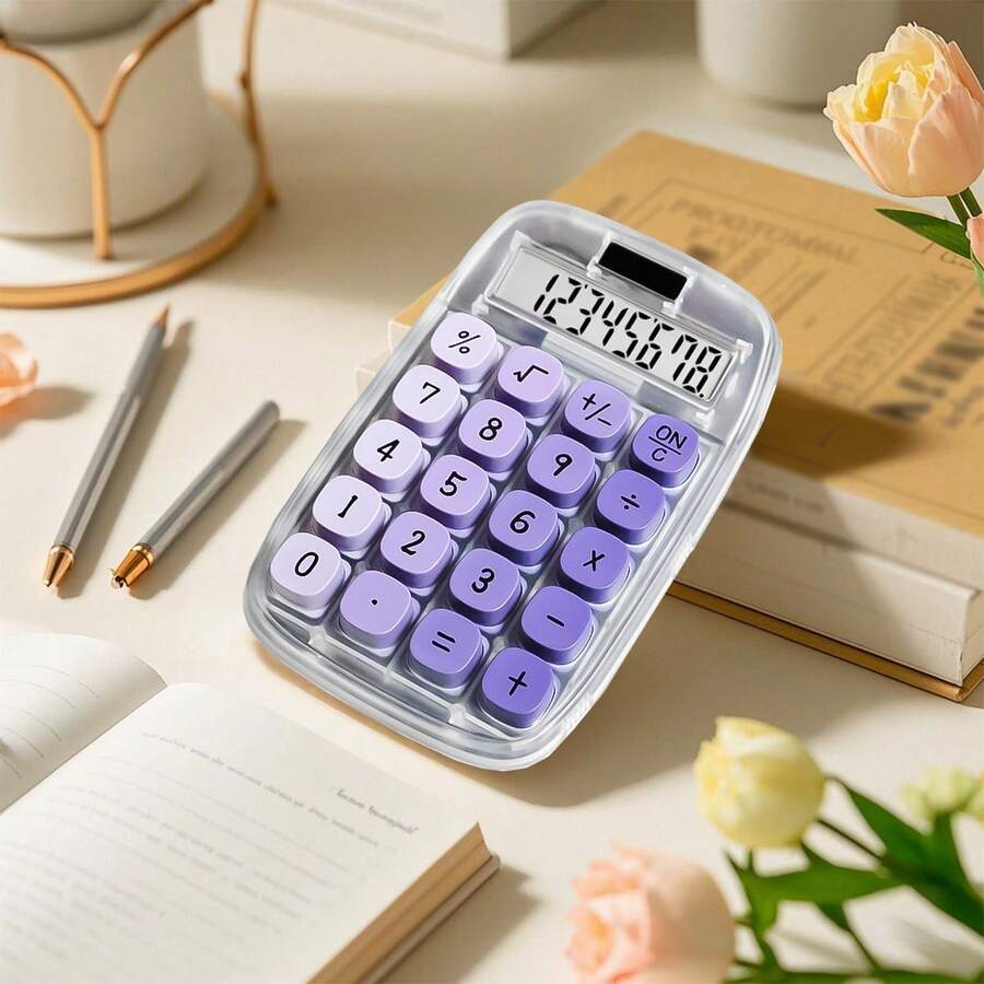 1pc Stylish Solar Power Calculator, Cream Color, Stepped Keypad, Highly ...