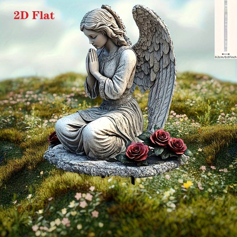 2D Flat Prayer Angel Garden Sign, 2D Acrylic Decorative Sign For ...