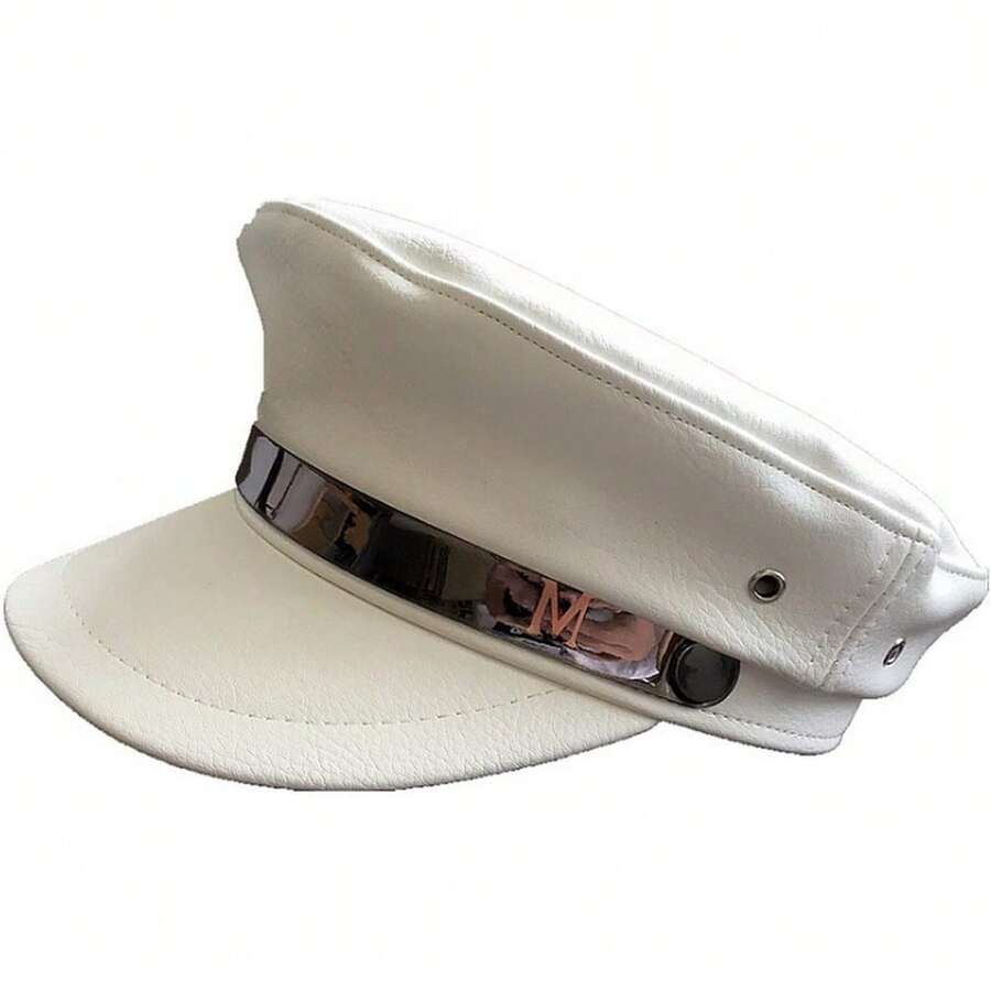 Women Yacht Captain Sailor Hat PU Newsboy Cabbie Baker Boy Peaked Beret ...