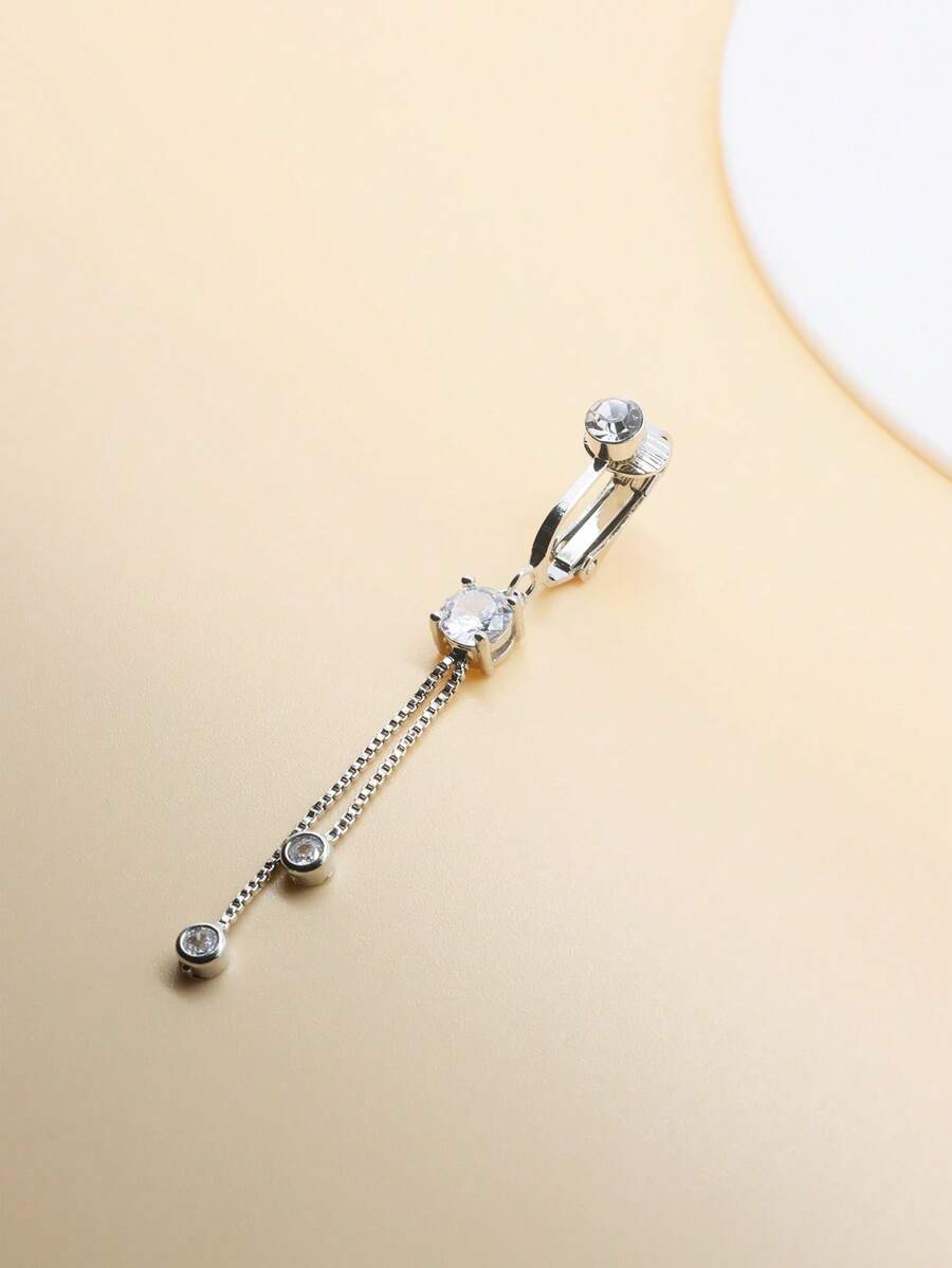 Fake Piercing Belly Zirconia Stone Non-Piercing Ake Belly Piercing Clip ...
