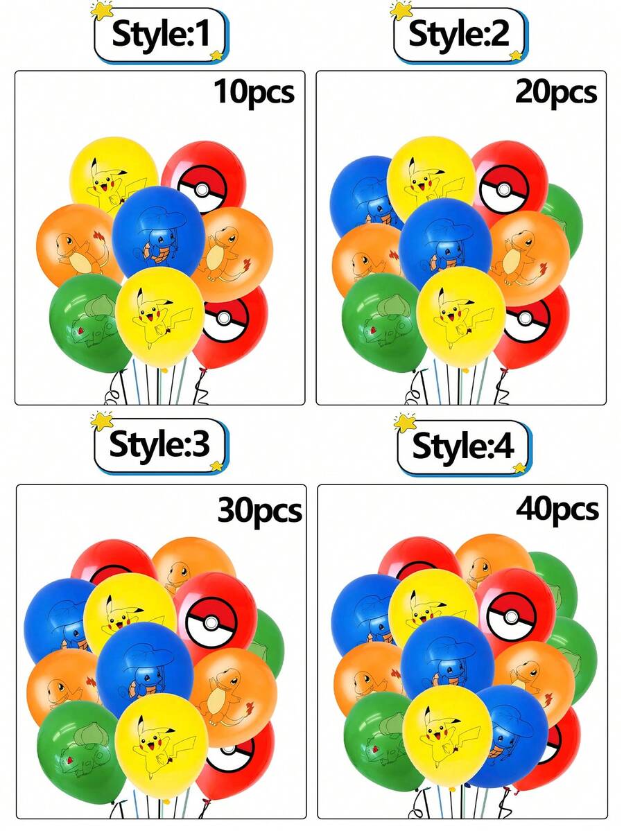 pokemon 10/20/30/40 Pokemon Latex Balloon Birthday Party Decorations ...