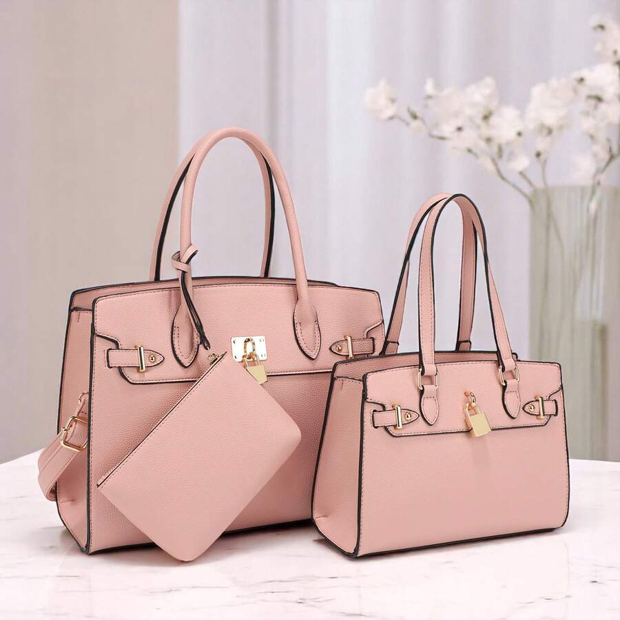 BagParty 3-Piece Vegan Leather Handbag Set, Fashion Tote Bag With ...