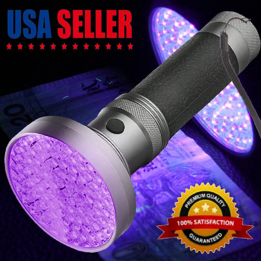 100 LED UV UltraViolet Blacklight Flashlight Lamp Torch Inspection ...