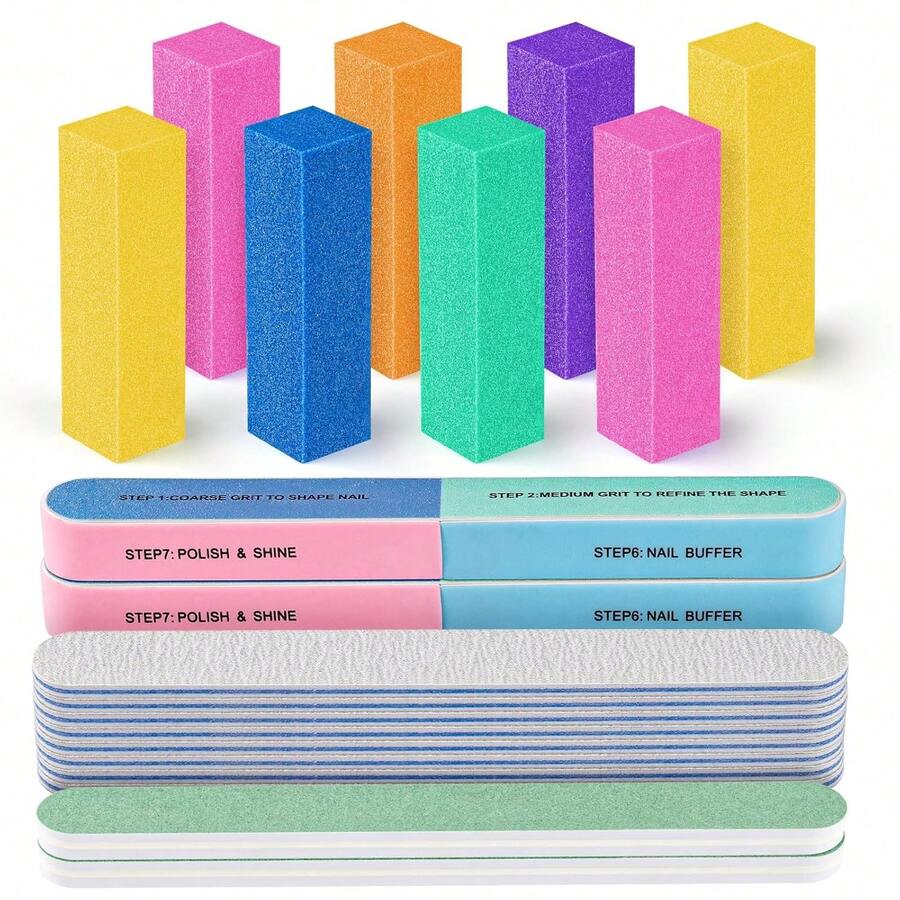 FANDAMEI Nail Care Kit - 8PCS Colorful Buffer & File Set, 7 Way Nail ...