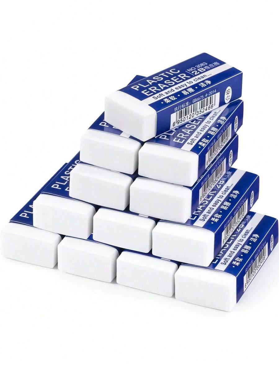 12/6/10/18/24/60pcs Simple White Eraser, Special Eraser For Exam ...