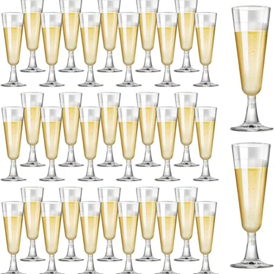 Portable Clear Plastic Champagne Glasses Bulk 40 Pack - 5.5 Oz ...