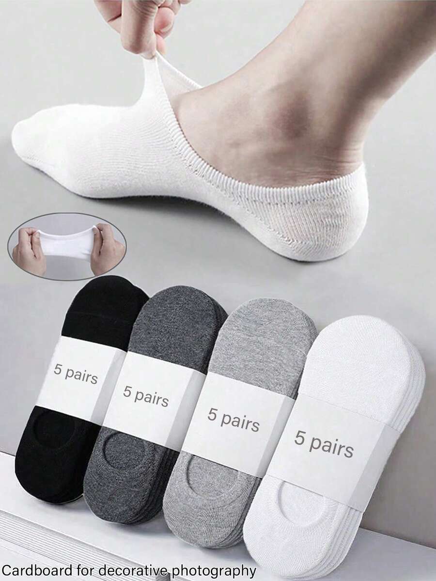 5/10/15 Pairs Men's Invisible Socks, Casual Breathable Low-Cut Liner ...