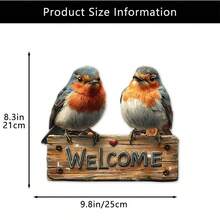 Bird Welcome Sign For Front Door Rustic Style Wooden Door Decor Hanging ...