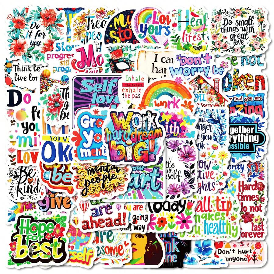 50Pcs Graffiti Inspirational Stickers Colourful Stickers Motivational ...