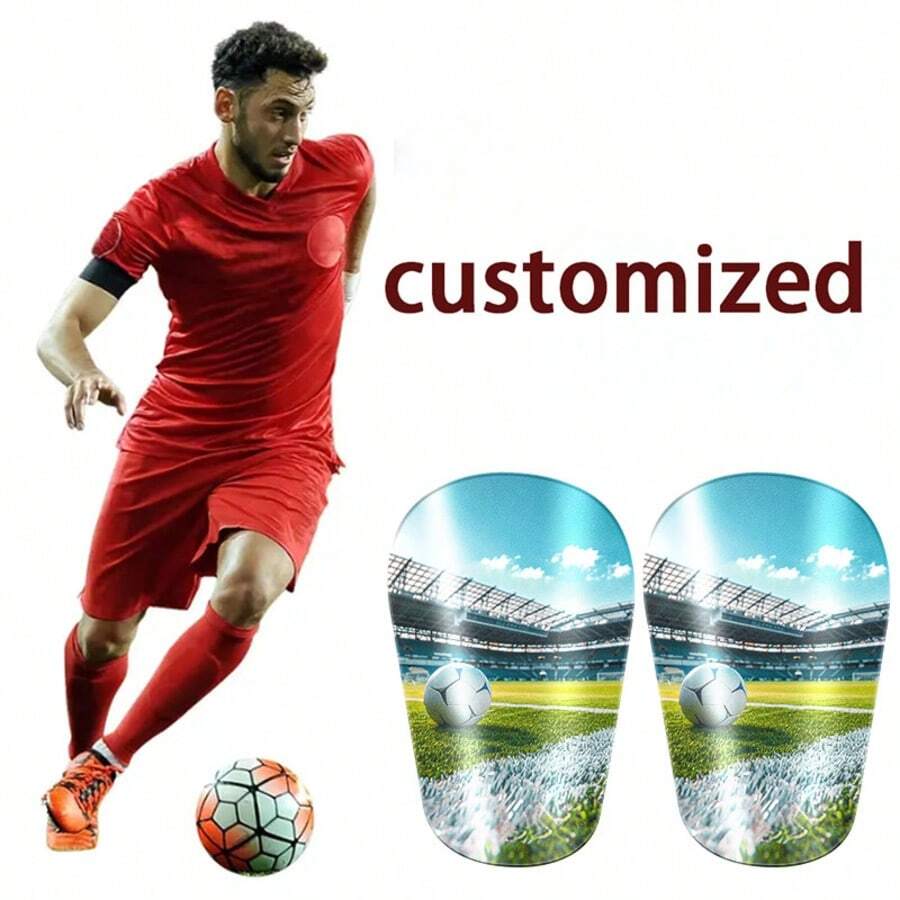 1 Pair Adult-Sized Mini Football Shin Guards, Thick Insert Plate Style ...