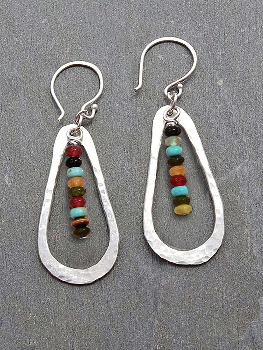 1 Pair Bohemian Style Water Drop Shaped Retro Fashion Pendant Earrings ...