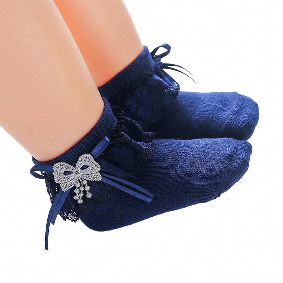Infant Baby Girls Ruffle Socks, Sweet Style Eyelet Frilly Lace Princess ...