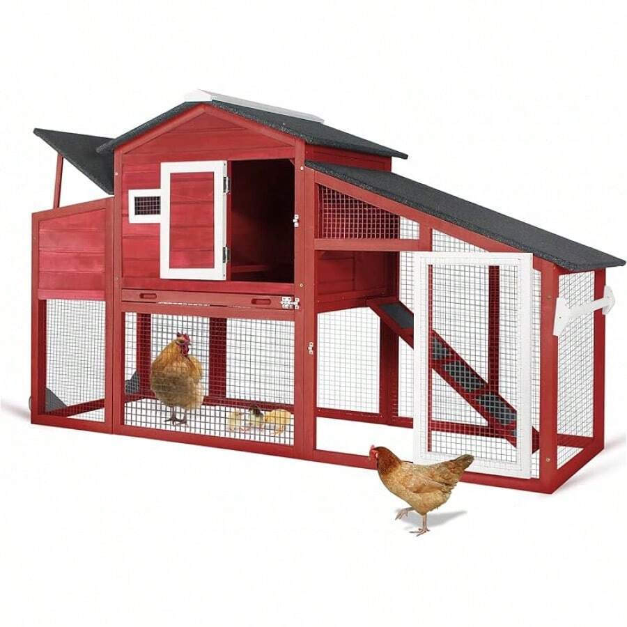 Mobile Chicken Tractor With Wheels | 59" Spacious Wooden Coop For 4-6 ...