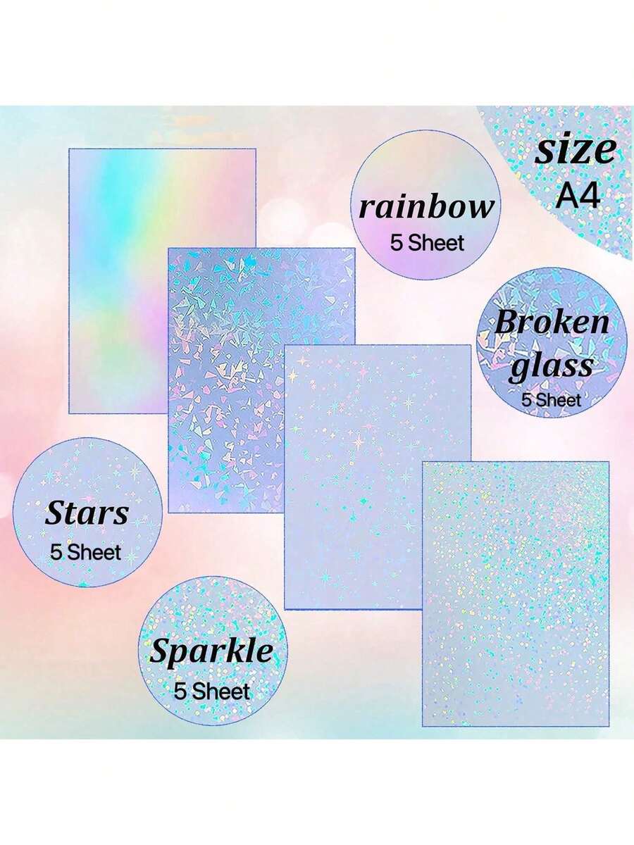 20 Sheets A4 Size Cold Lamination Holographic Sticker Paper ...