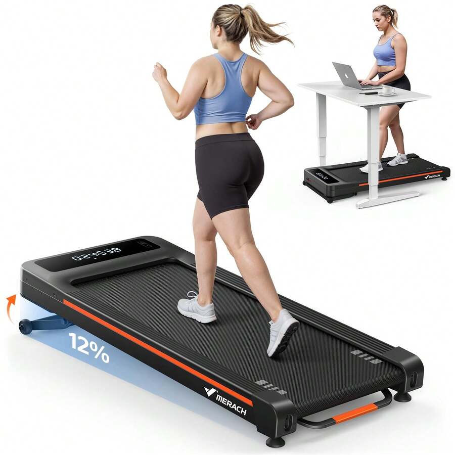 MERACH Walking Pad Treadmill For Home, 12% Auto Incline, 400lbs ...