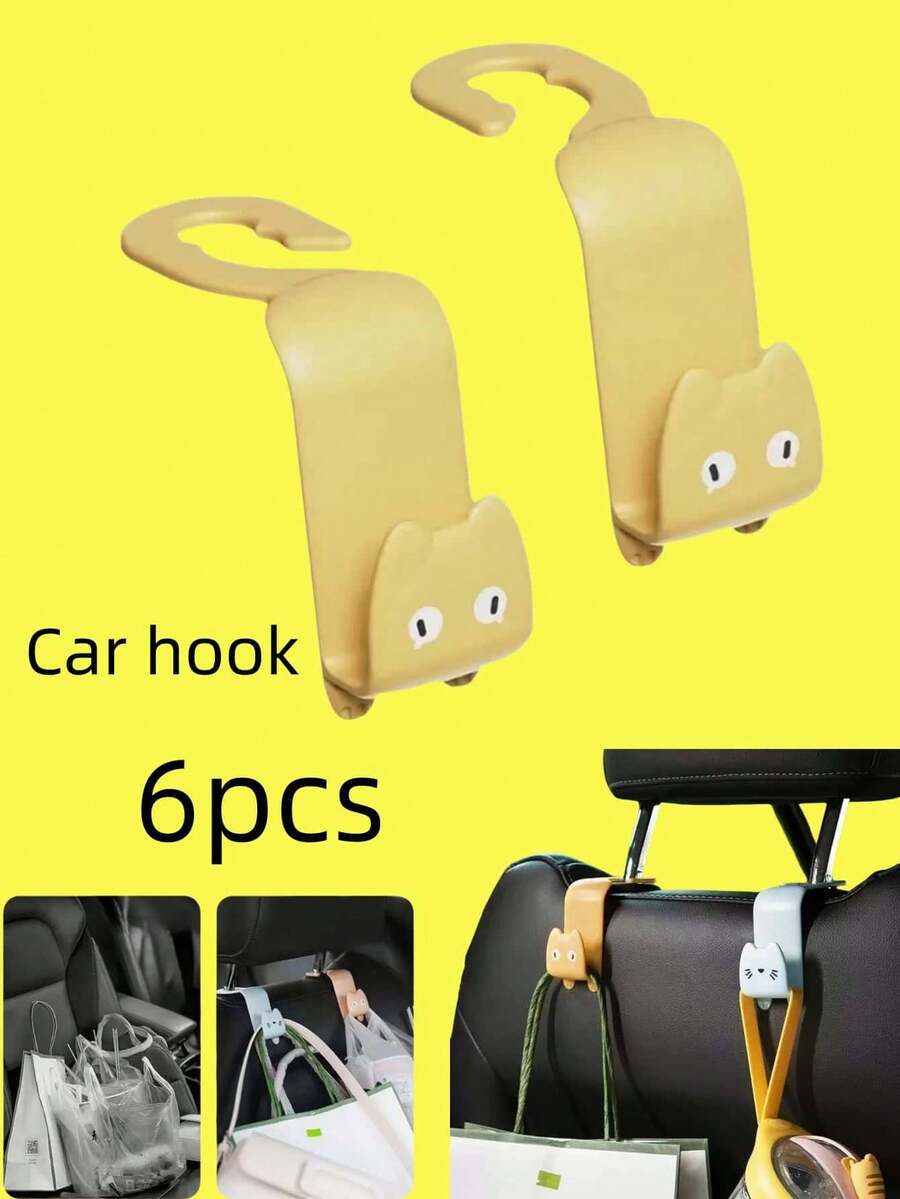 6pcs Car Hook Seat Back Cute Multi-Functional Cartoon Car Interior ...