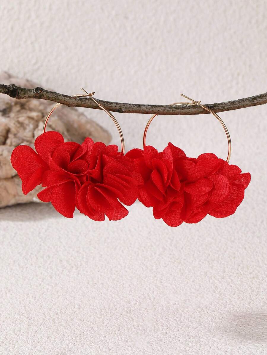 1 Pair Elegant Circular Floral Creative Earrings, Fashionable Party ...