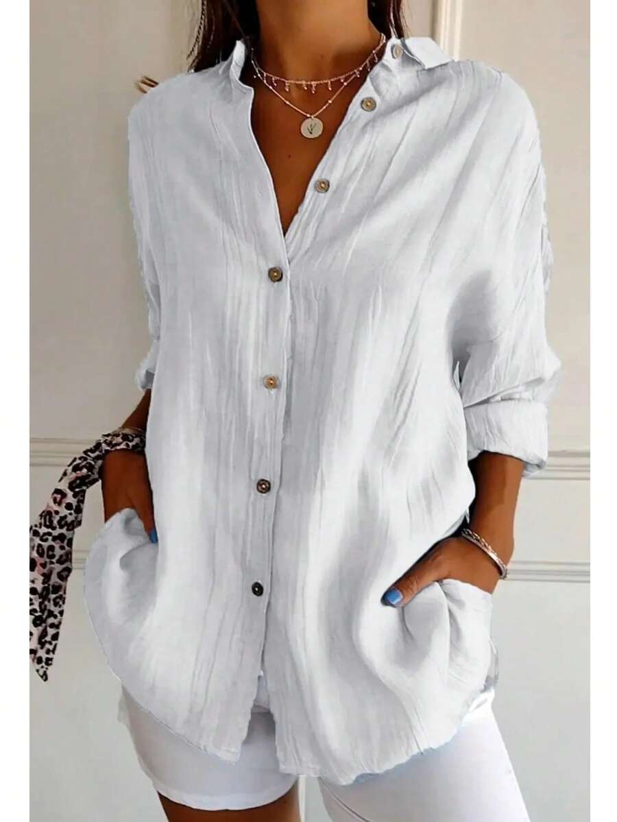 Women's Casual Clothing Solid Color Simple Shirt Top | SHEIN USA