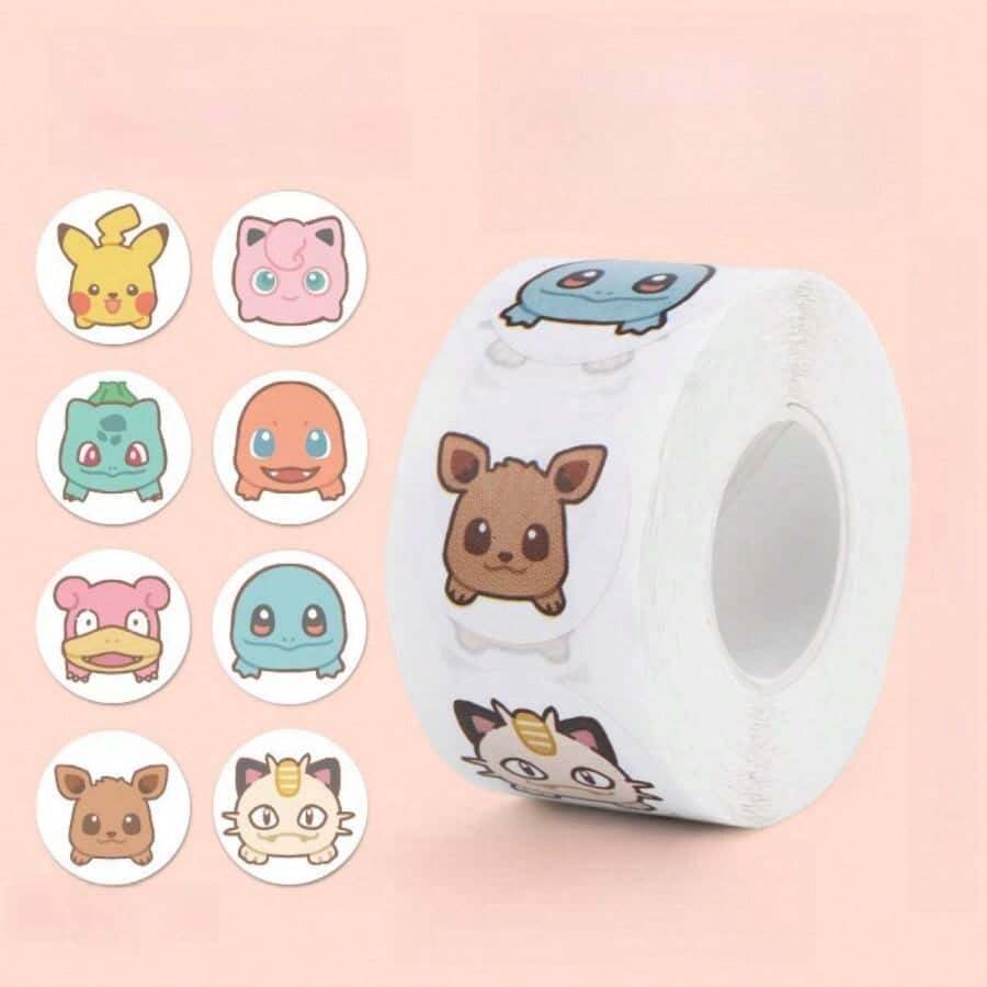 pokemon 500pcs Pokemon Themed Circular Stickers, Non-Adhesive Sealing ...