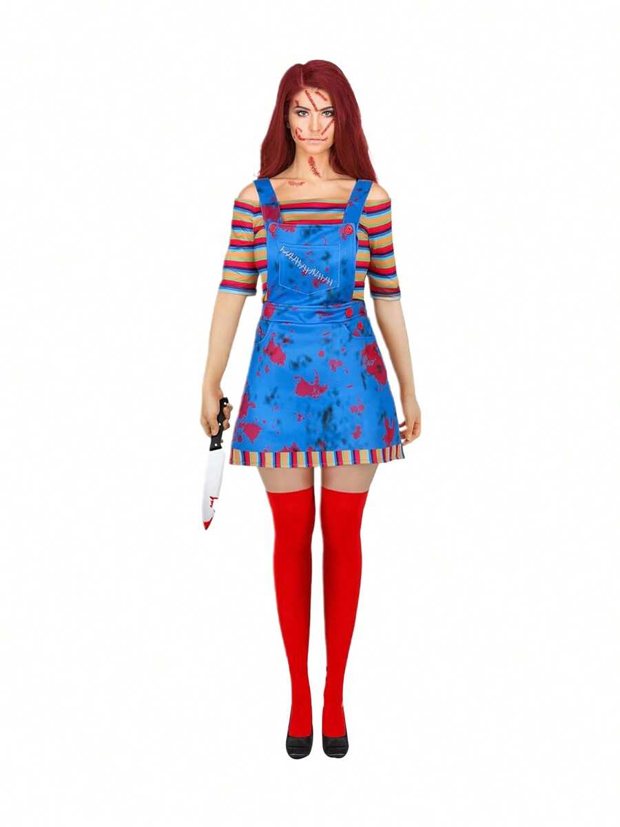Women's Chuck Y Costume Halloween Nightmare Killer Doll Deluxe Costume ...