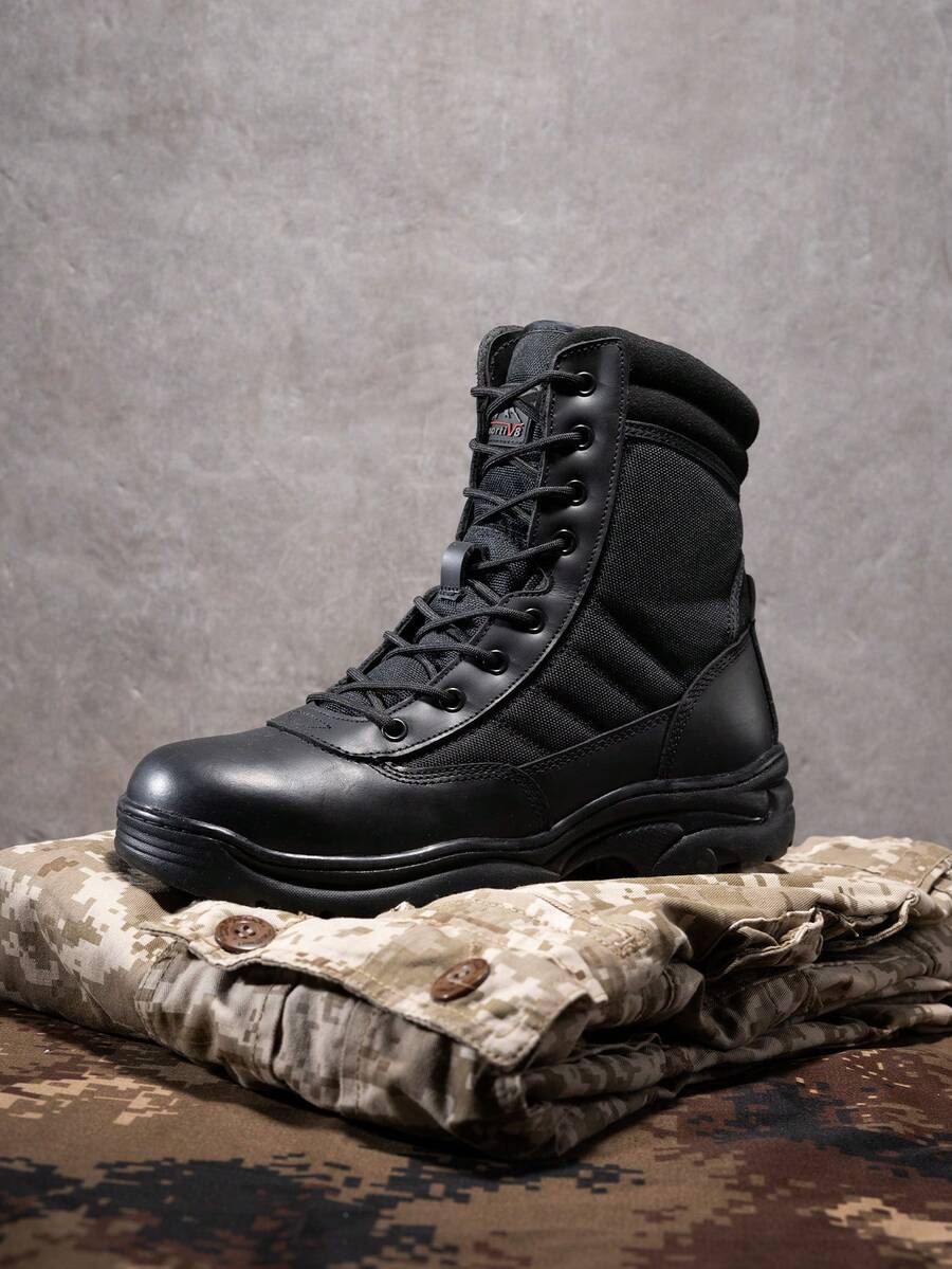 Men's Military Tactical Work Boots Security Combat Boots Boot Zipper ...