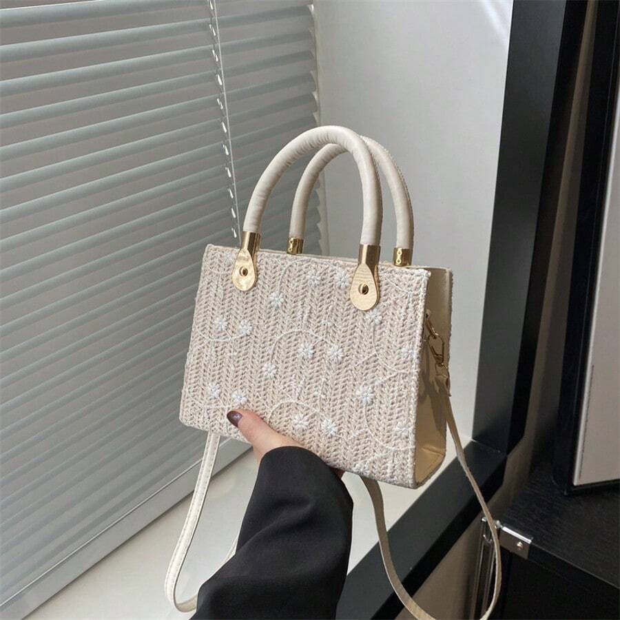 Oaoleer 1PC Straw Clutch Purses For Women Woven Straw Beach Sea Handbag ...