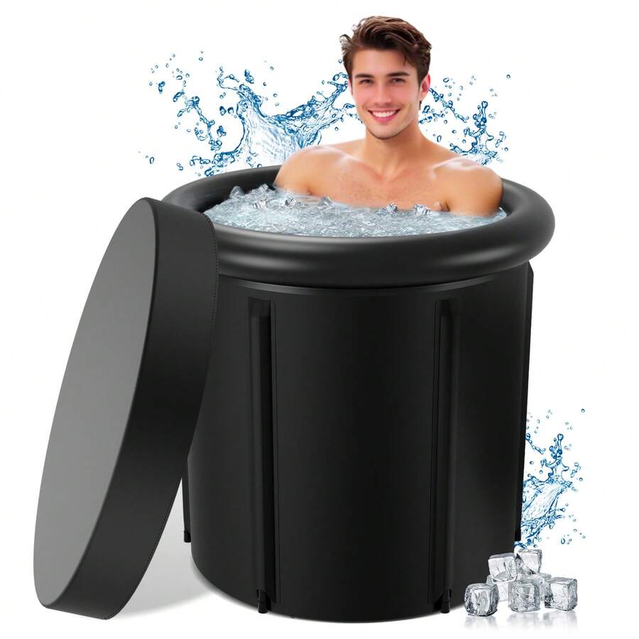 Lospitch 80 Cm Ice Bath Barrel: 390 L Foldable Bathtub With Cover - Ice ...