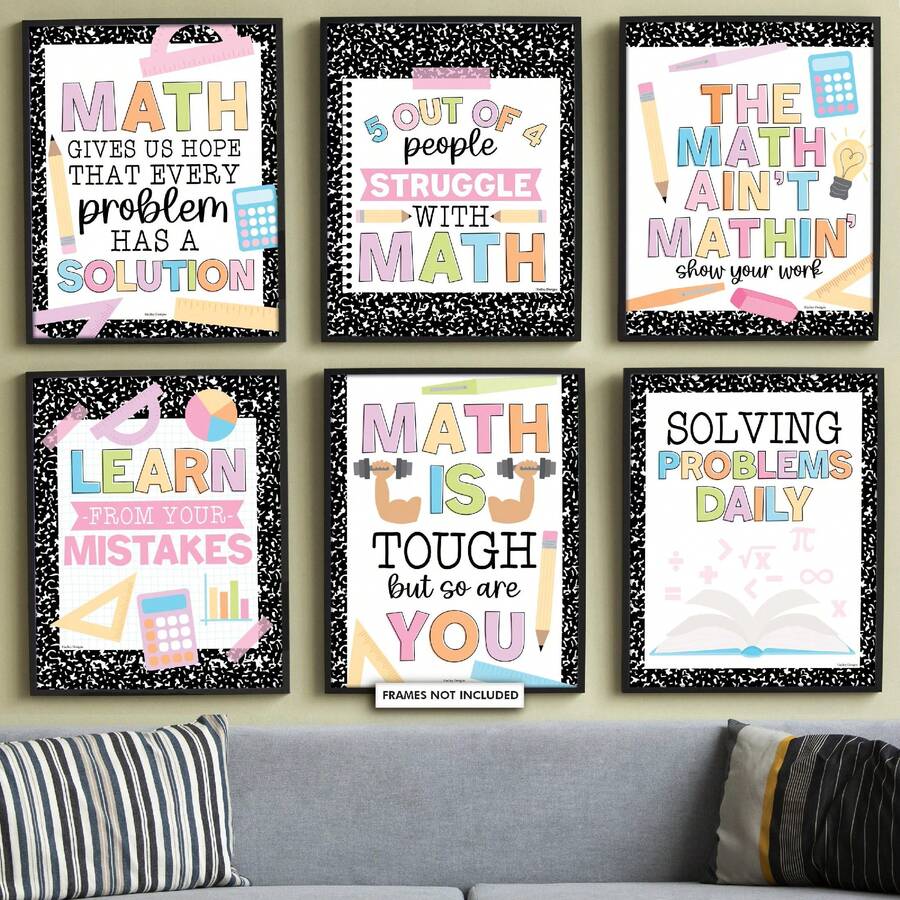 Math Motivational Posters, 6 Pieces, Hadley Designs, Math Class, Poster ...
