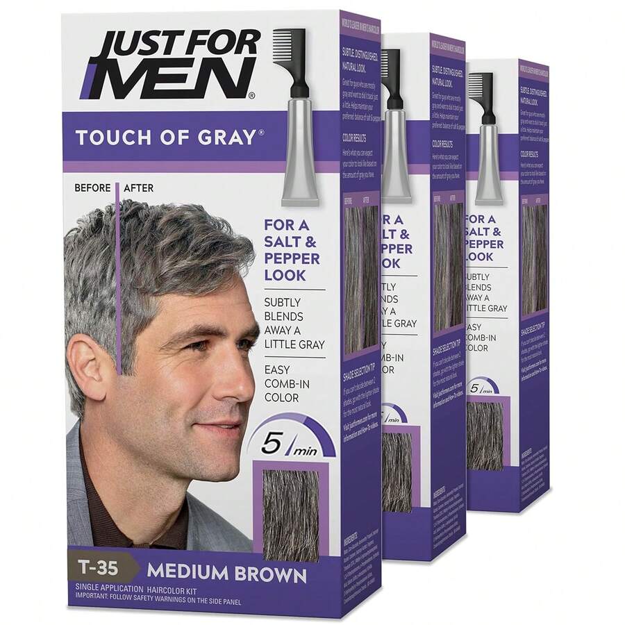 Just For Men Touch Of Gray, Mens Hair Color Kit With Comb Applicator ...