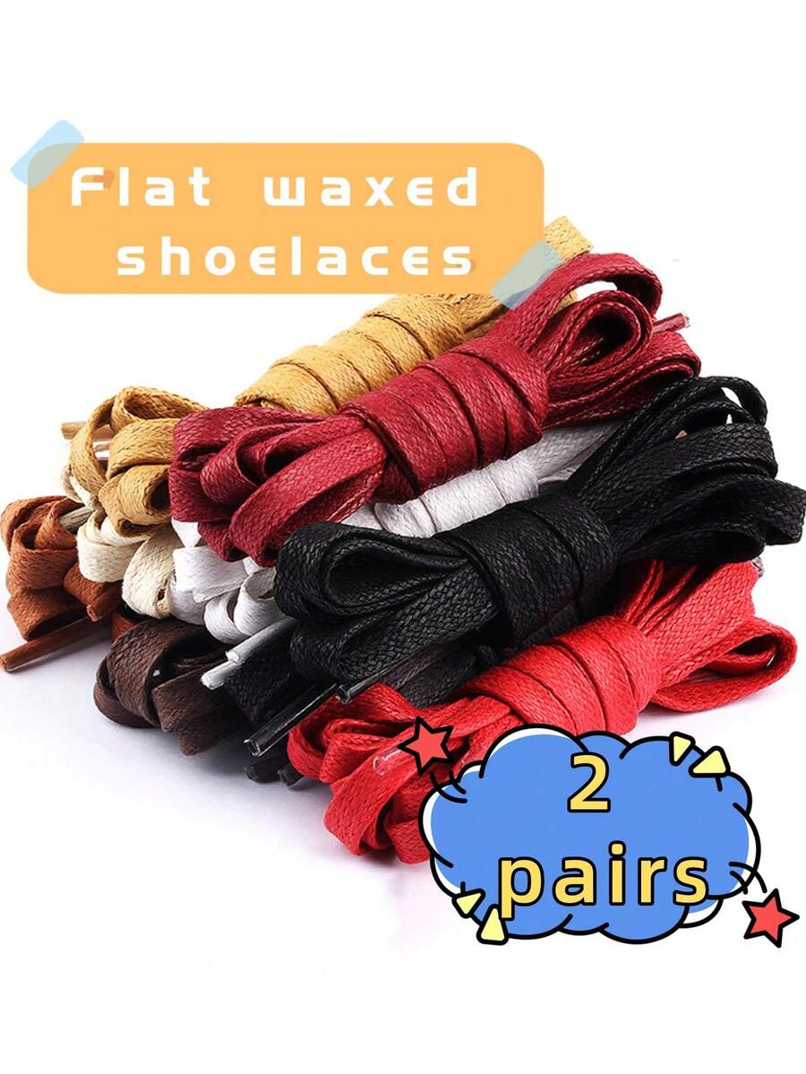2 Pairs Flat Waxed Braided Shoelaces, Versatile Shoe Laces Suitable For ...