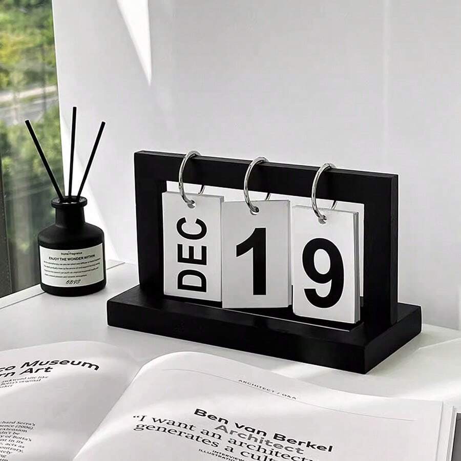 1 Piece Creative Dining Table Decoration Desktop Wooden Flip Calendar ...
