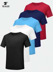 TELALEO 5 Pack Boys Athletic Shirt Quick Dry Short Sleeve Performance ...