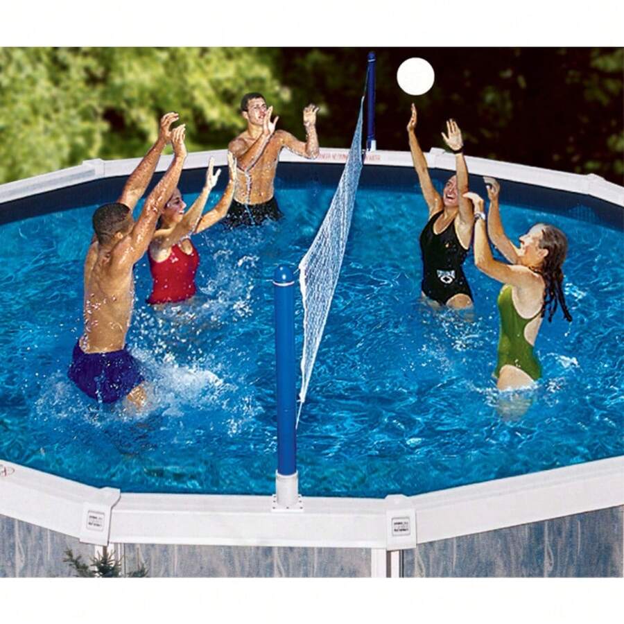 Swimline 9187 Above-Ground Cross Volleyball Game Up To 30' Round ...