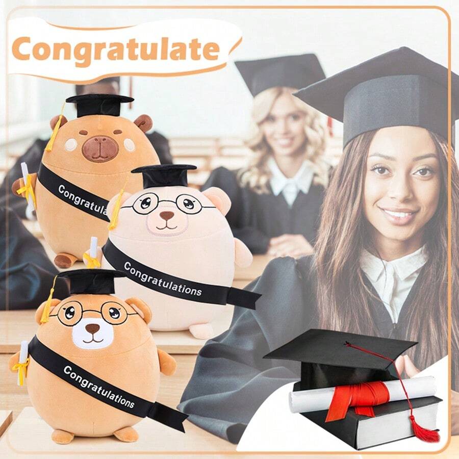 (3 Graduation Bears + Graduation Capybara + Graduation Bear Beige White ...