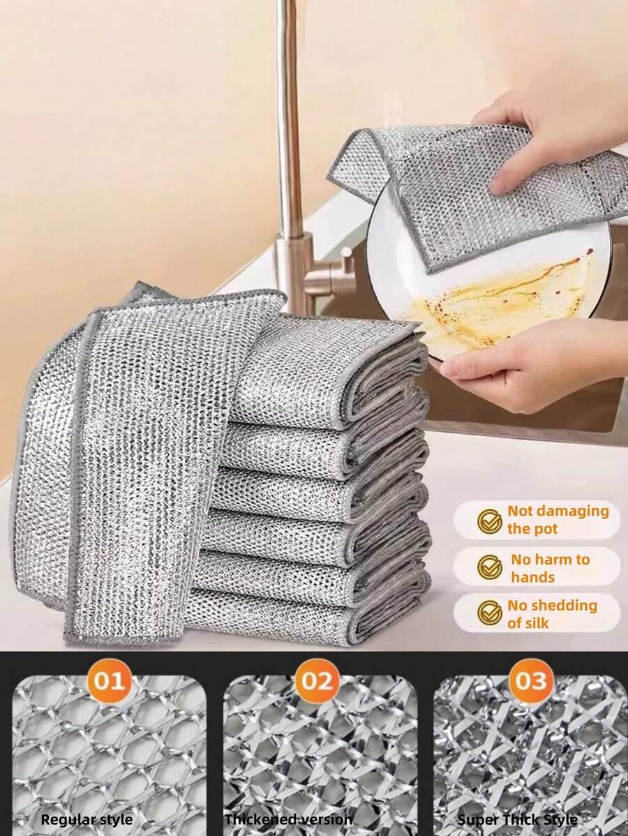 6pcs/12pcs Multi-Functional Wet And Dry Stainless Steel Scouring Pads ...