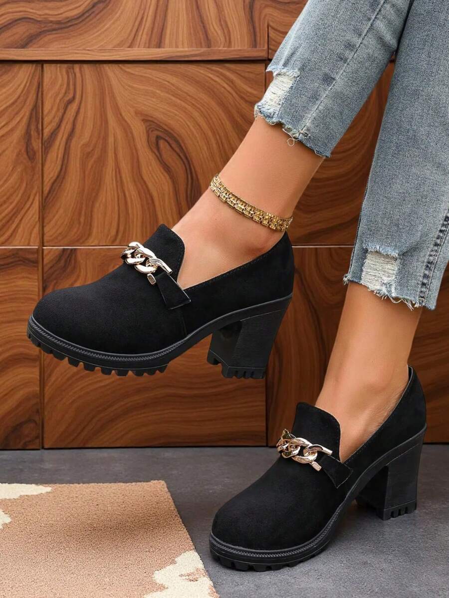 Fashionable Thick Heel Pumps, Chunky Heels Waterproof Platform Oxfords ...