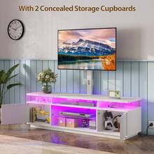 GREENSTELL Modern Entertainment Center TV Stand With Power Socket, LED ...