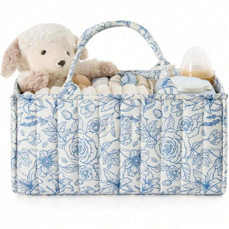 1pc Floral Print Diaper Storage Box, Nursery Organizing Basket - Baby ...