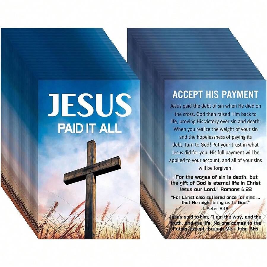 50pcs Cross Design Gospel Cards Communion Card For Office Essentials ...