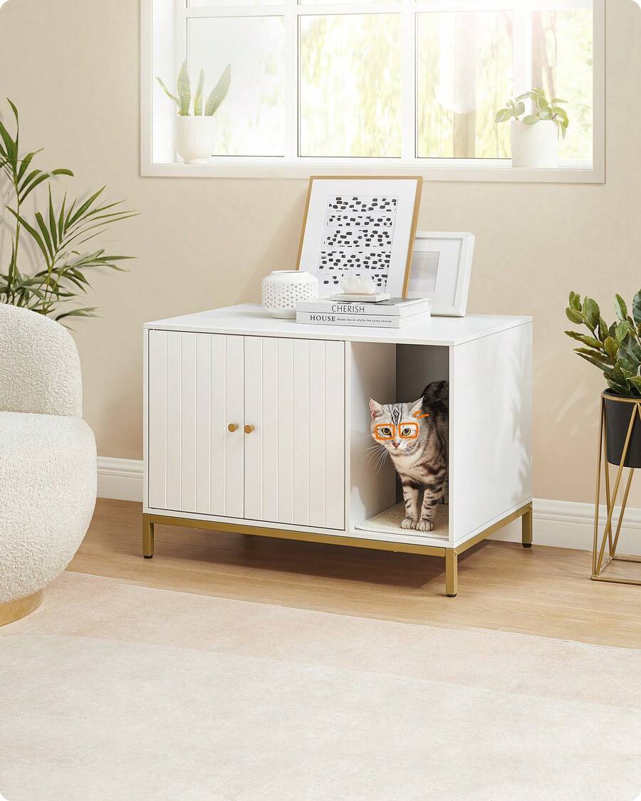 Cat Litter Box Enclosure, Hidden Litter Box Furniture With Scratching ...