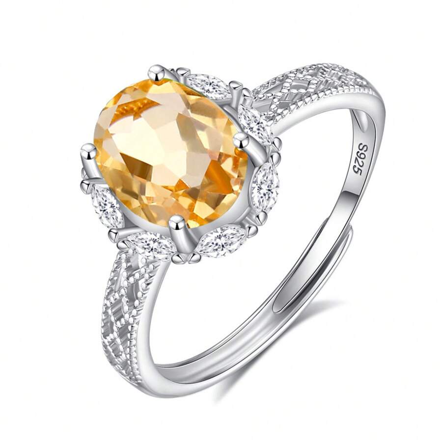 Colorful Gemstone Adjustable Pure Silver Ring For Women High-End Non ...