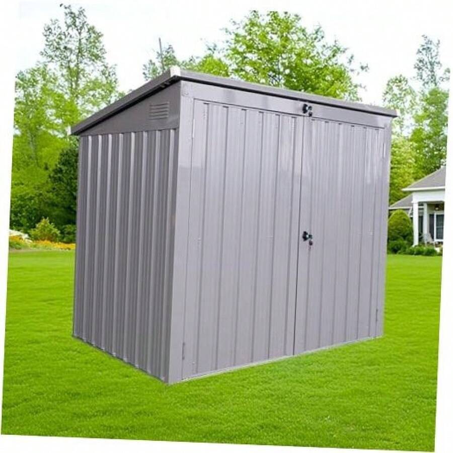 Metal Trash Can Storage Outdoor Bin Shed Hider Garbage Can Enclosure ...