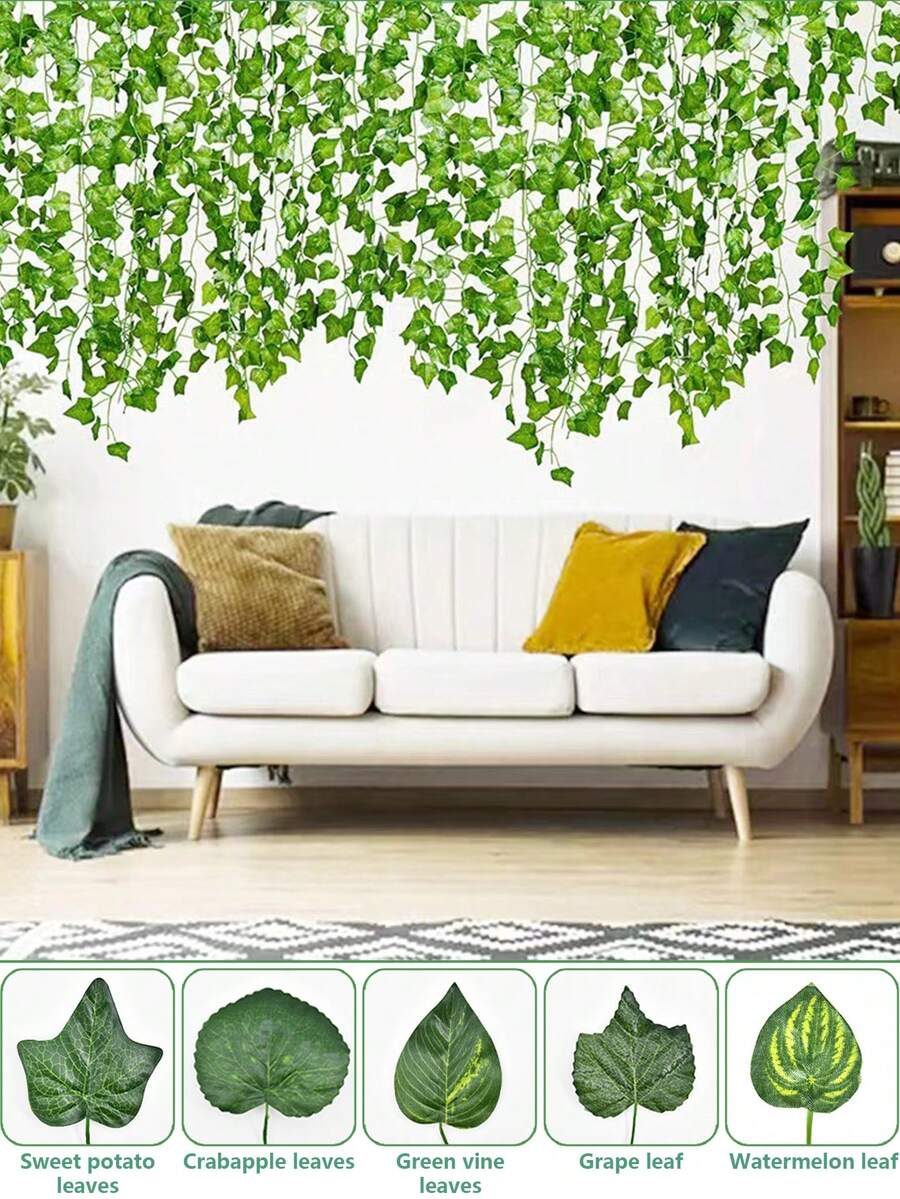 Artificial Ivy Leaf Garland Plants, Fake Green Ivy Leaves, Sweet Potato ...