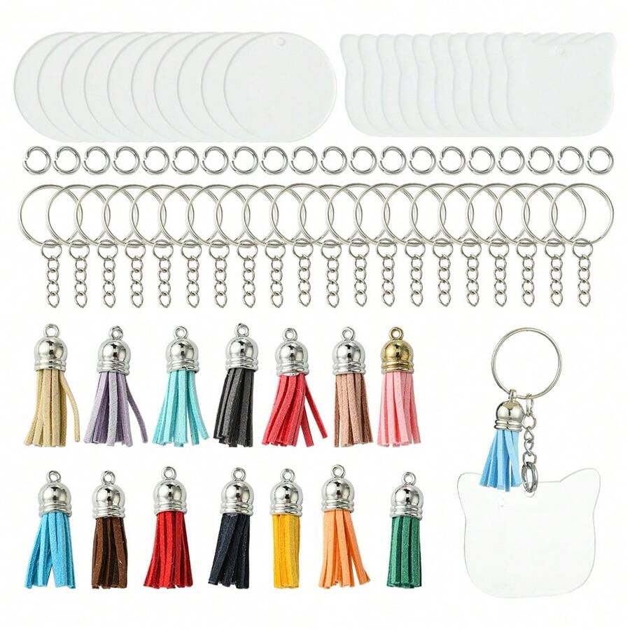 DIY Keychain Making Kit, Including Iron Split Key Rings With Chain, 304 ...
