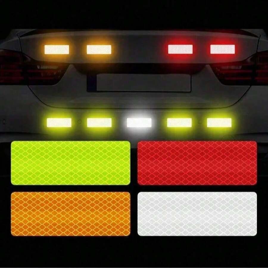 10PCS Car Rear Bumper Reflective Strip Safety Warning Signs Reflective ...