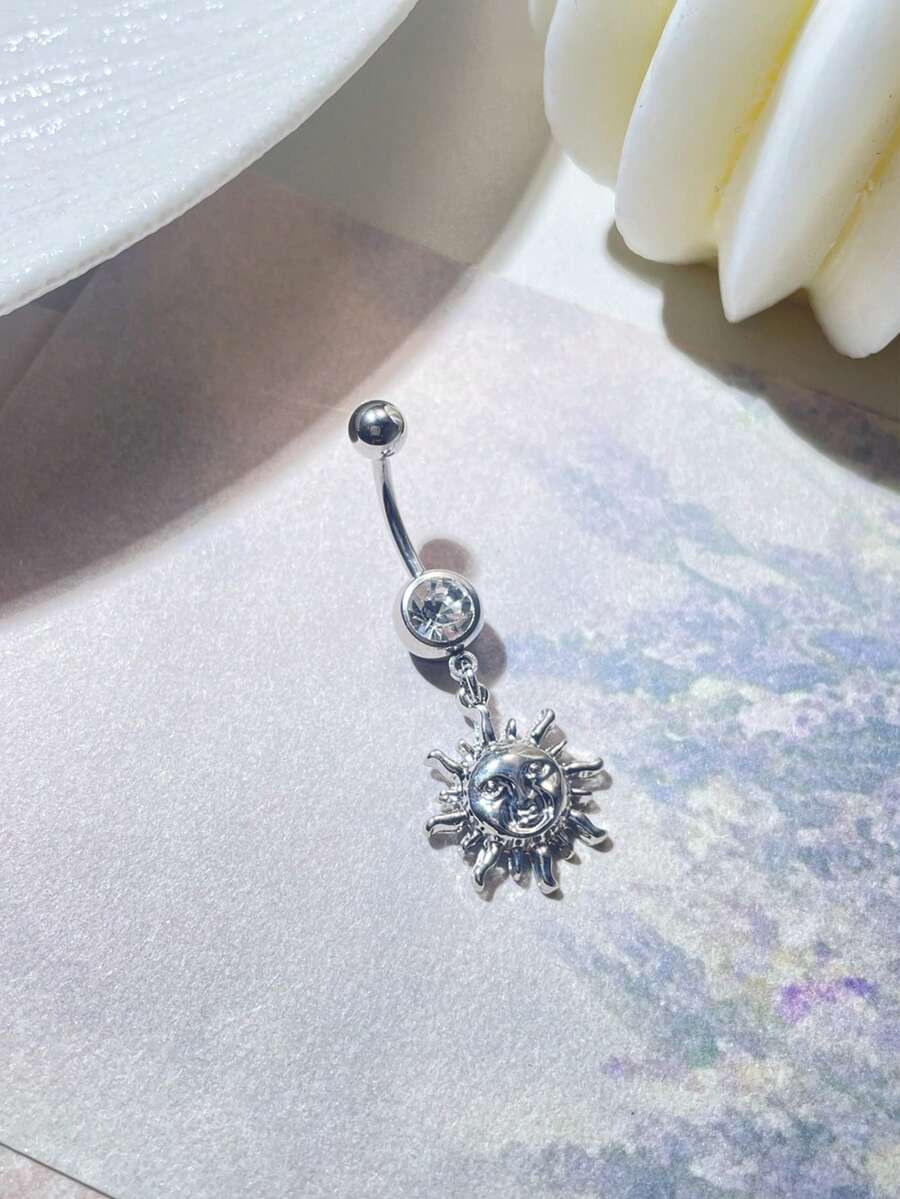 1pc European & American Fashion New Stainless Steel Gold-Color Sun ...