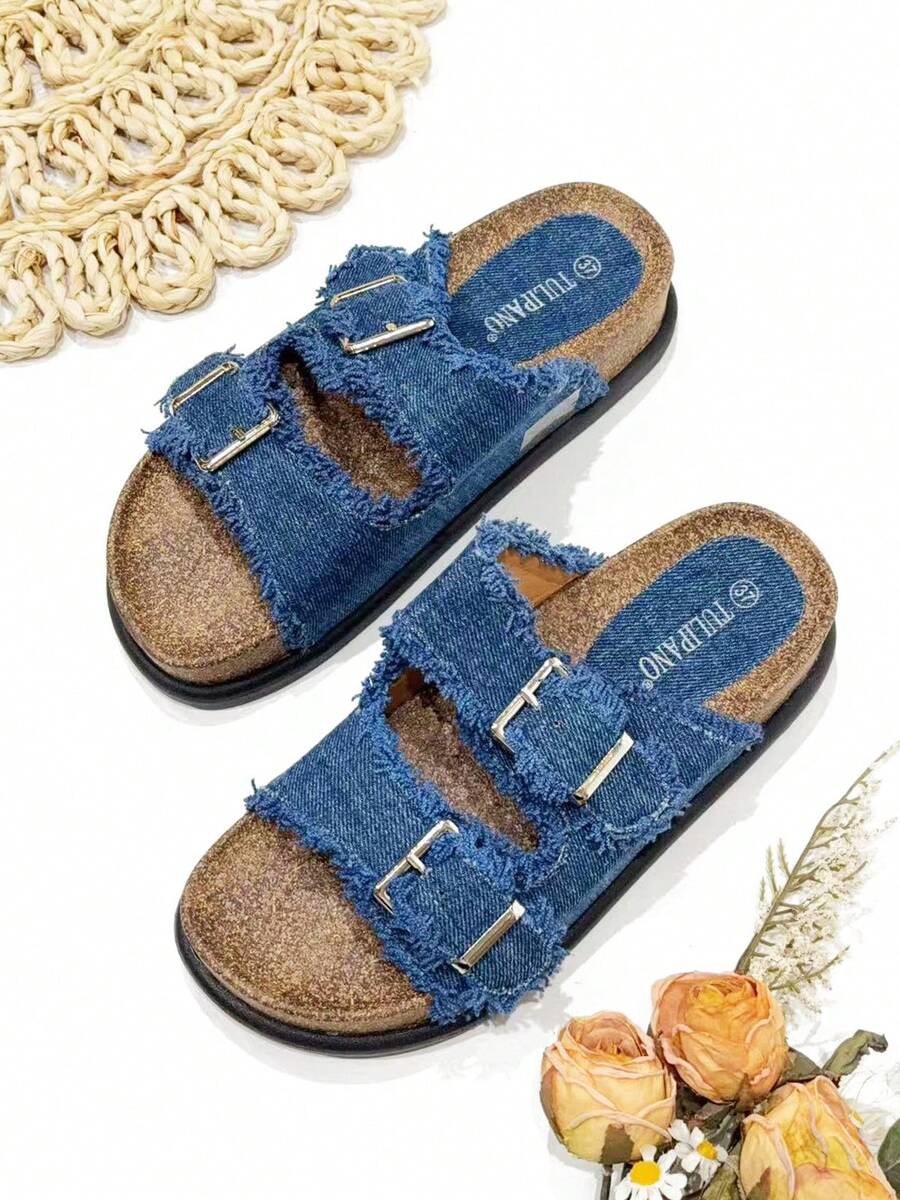 Chanclas Con Plataforma Con Dos Hebilla Para Mujer,Sandalias para mujer ...