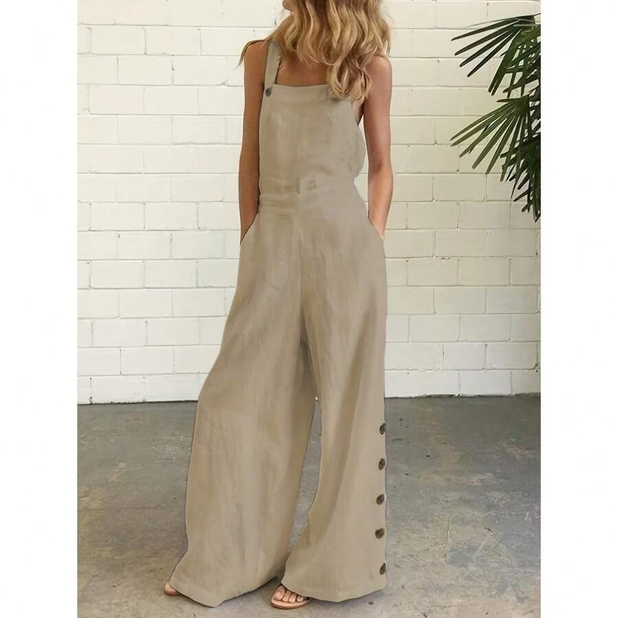 Local Shipping- Jumpsuit With Pockets For Summer Women'S Wide Leg ...