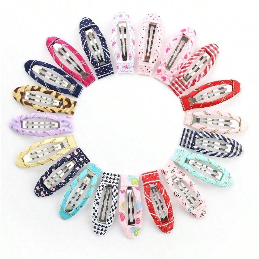 20pcs Pack 2 Inch Slip Snap Hair Clips Ribbon Wrapped Barrettes For ...